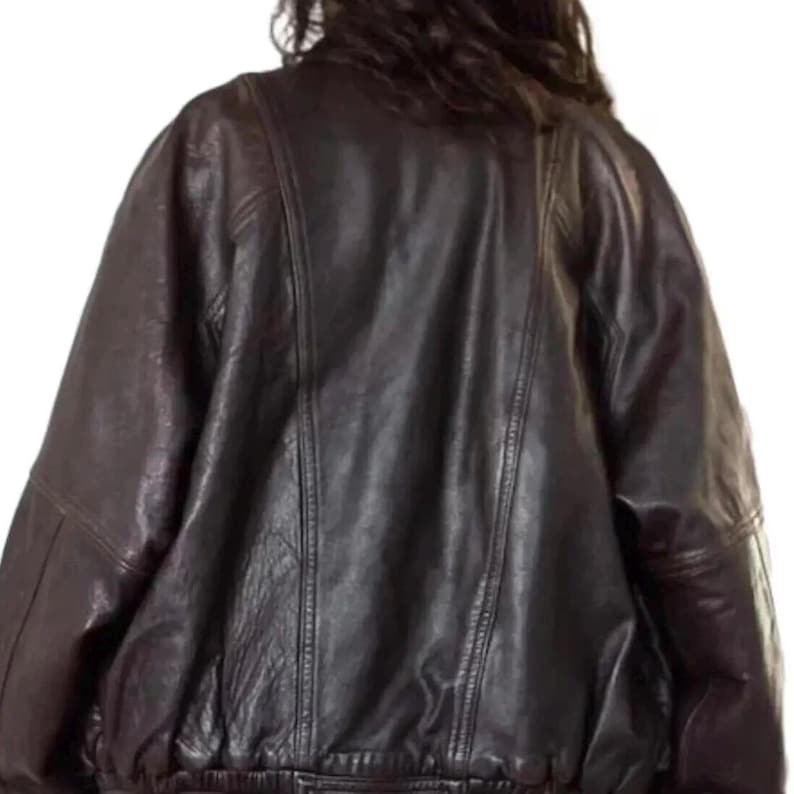 1990s Baggy Brown Oversized Handmade Cut Leather Bomber Jacket Boxy Fit ...