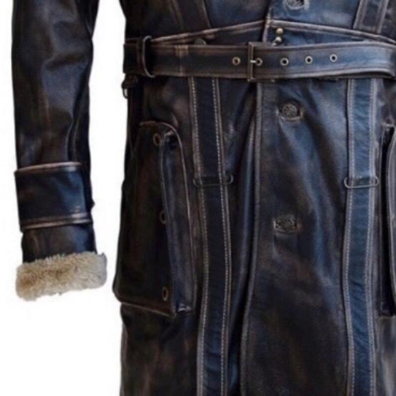 Battle Fallout Leather Gaming Jacket Mens Halloween Trench Coat ...