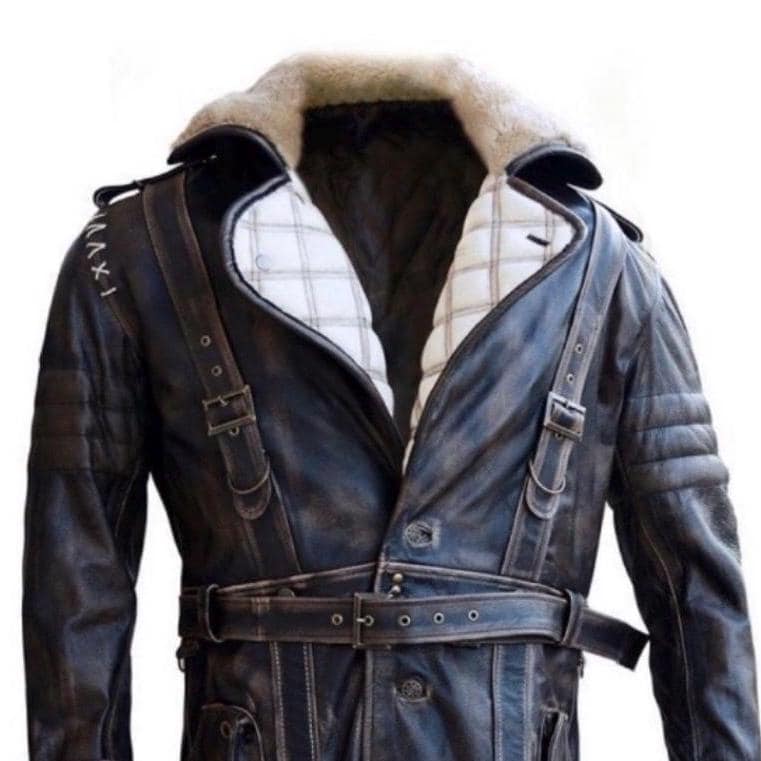 Battle Fallout Leather Gaming Jacket Mens Halloween Trench Coat ...