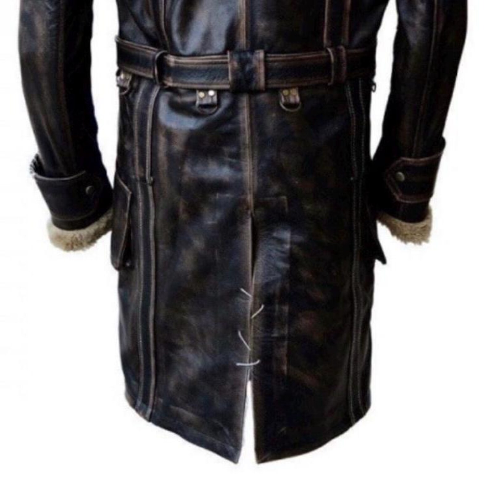 Battle Fallout Leather Gaming Jacket Mens Halloween Trench Coat ...