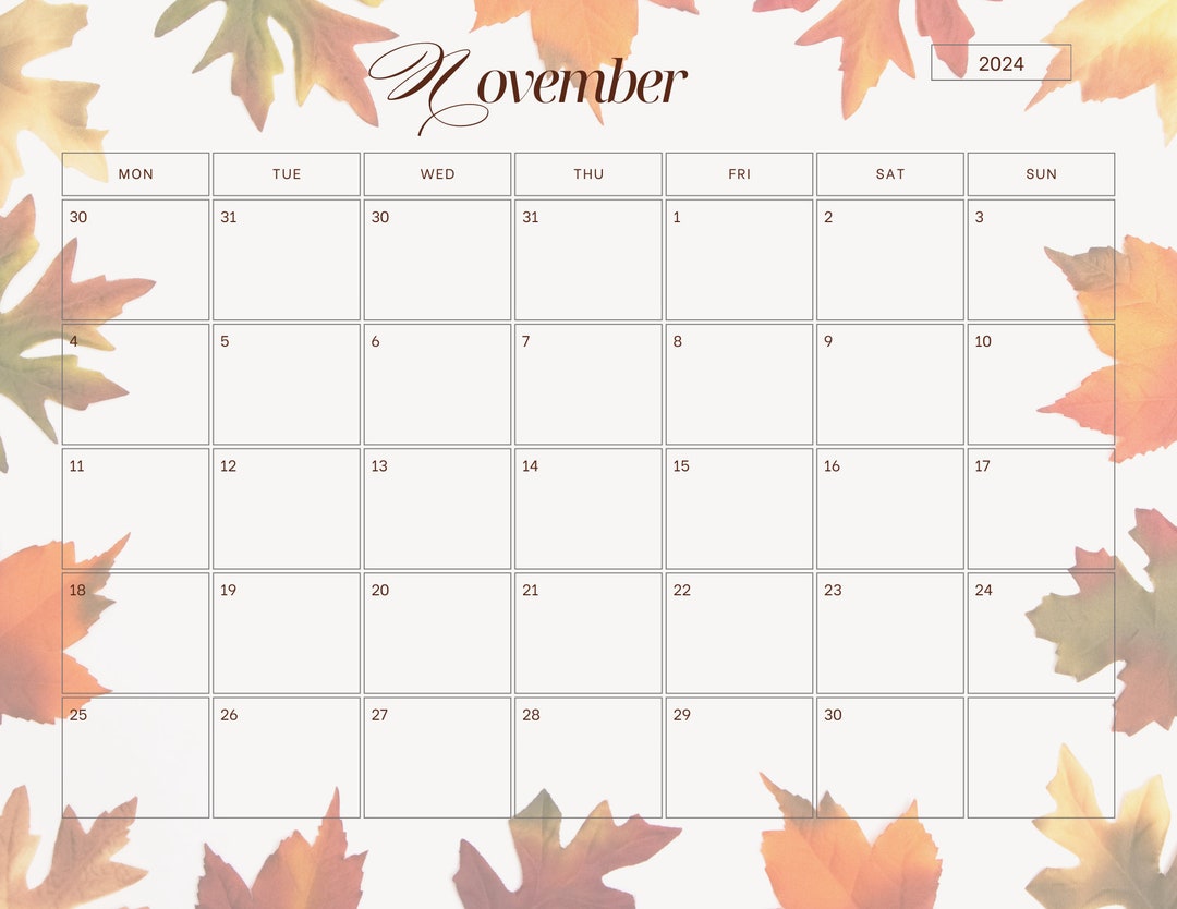 November 2024 Minimalist Calendar - Etsy