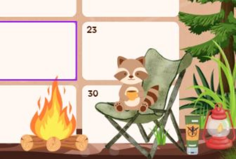 August 2025 Camping Theme Calendar - Etsy