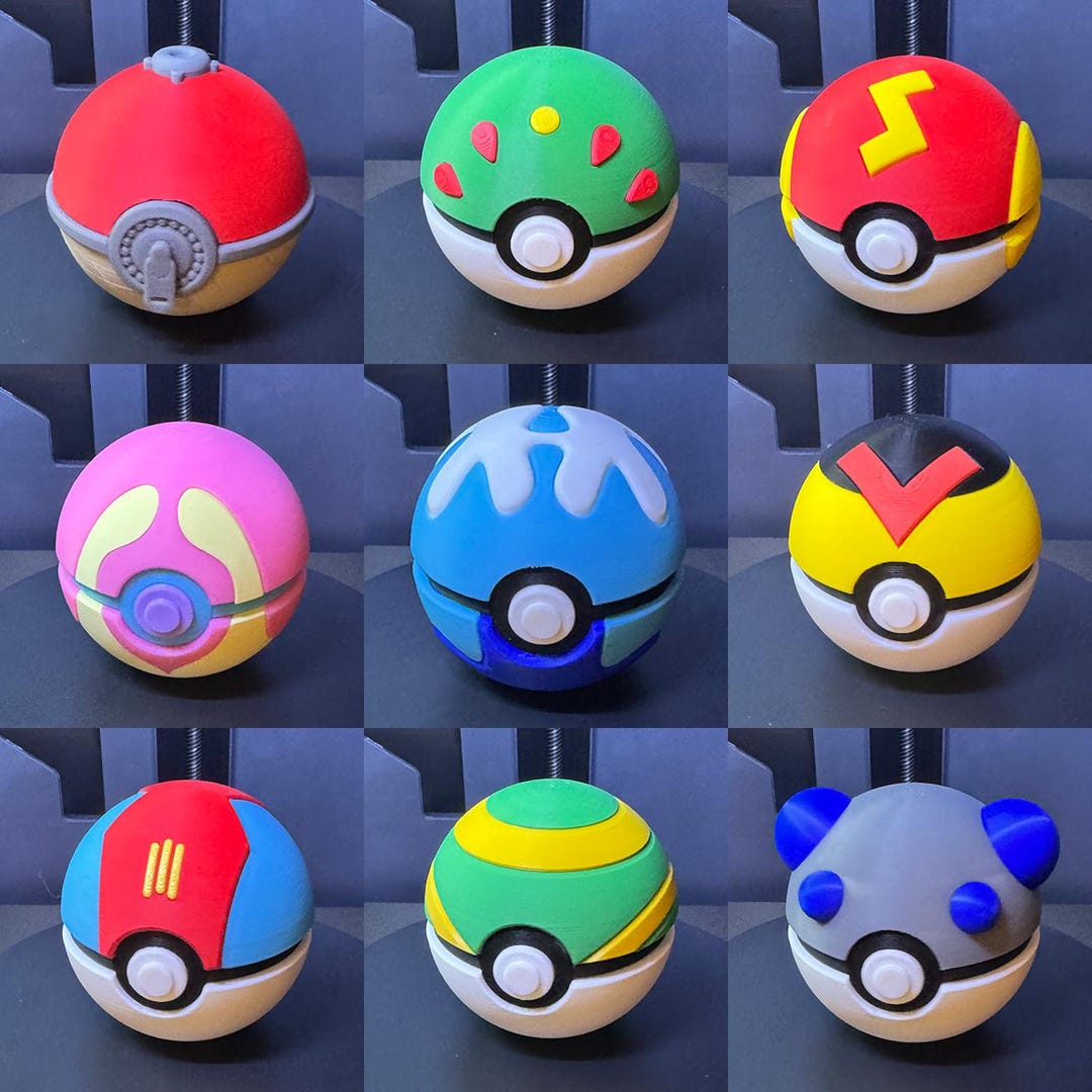 Pokéball Prop- All In-game Balls- N3D Designed, 3D Printed Ancient ...