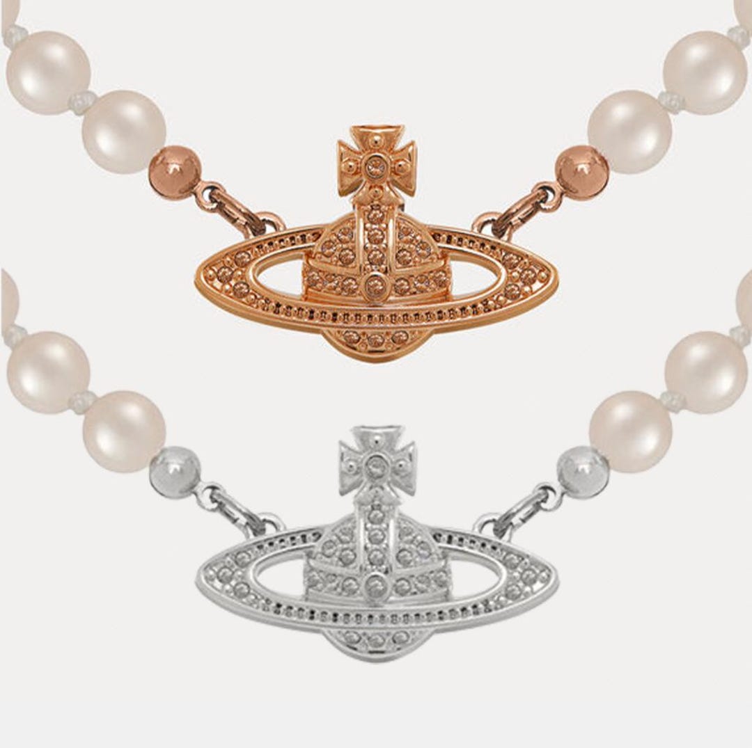 Saturn Pearl Necklace, Valentina Orb Pendant Necklace, Gold Orb ...