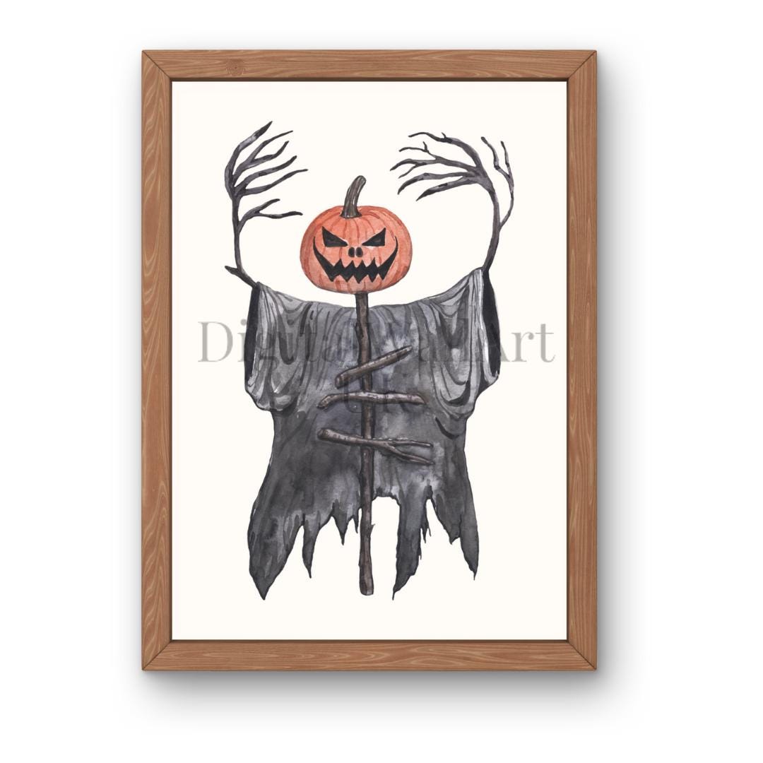 Ghoulish Scarecrow Pumpkin Head Perfect Halloween Wall Decor Halloween ...