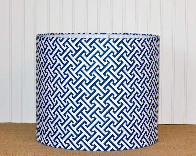 Blue and White Modern Drum Lampshade - Etsy