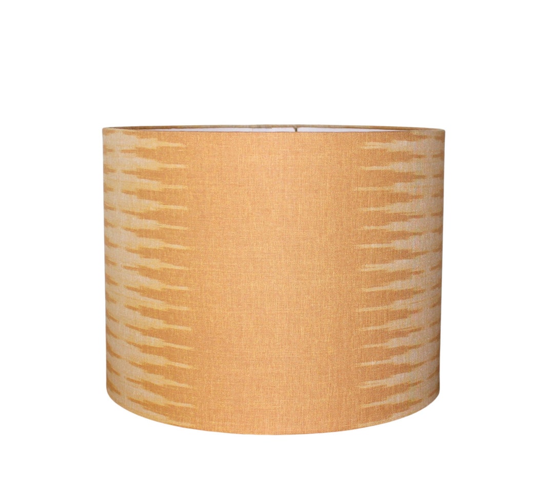 Mustard Yellow Ikat Linen Lamp Shade, Peter Dunham Fabric Drum Shade ...