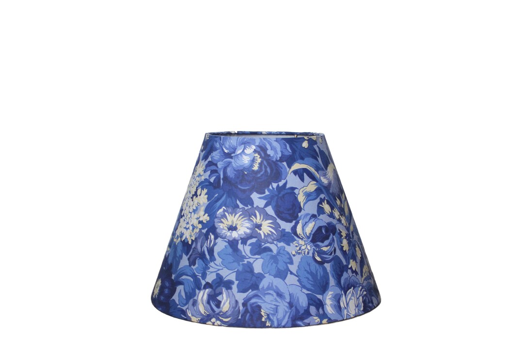 Vintage Fabric Blue Floral Lampshade, Antique Toile Lamp Shade in Blue ...