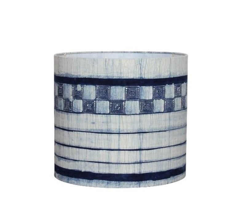 Blue Ikat Drum Shade Bohemian Lampshade Custom Lampshade | Etsy
