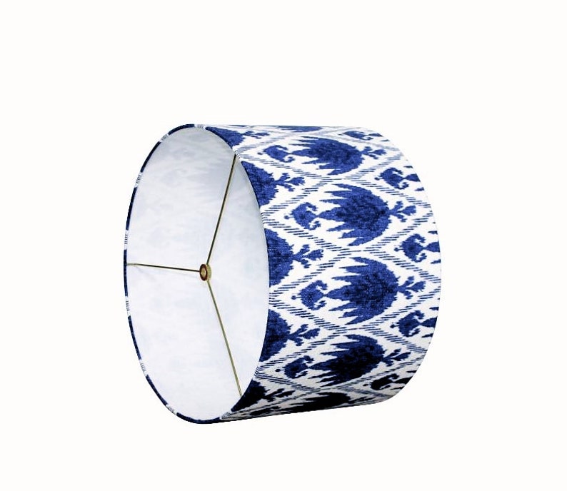 Blue Ikat Drum Shade Bohemian Lampshade Custom Lampshade - Etsy