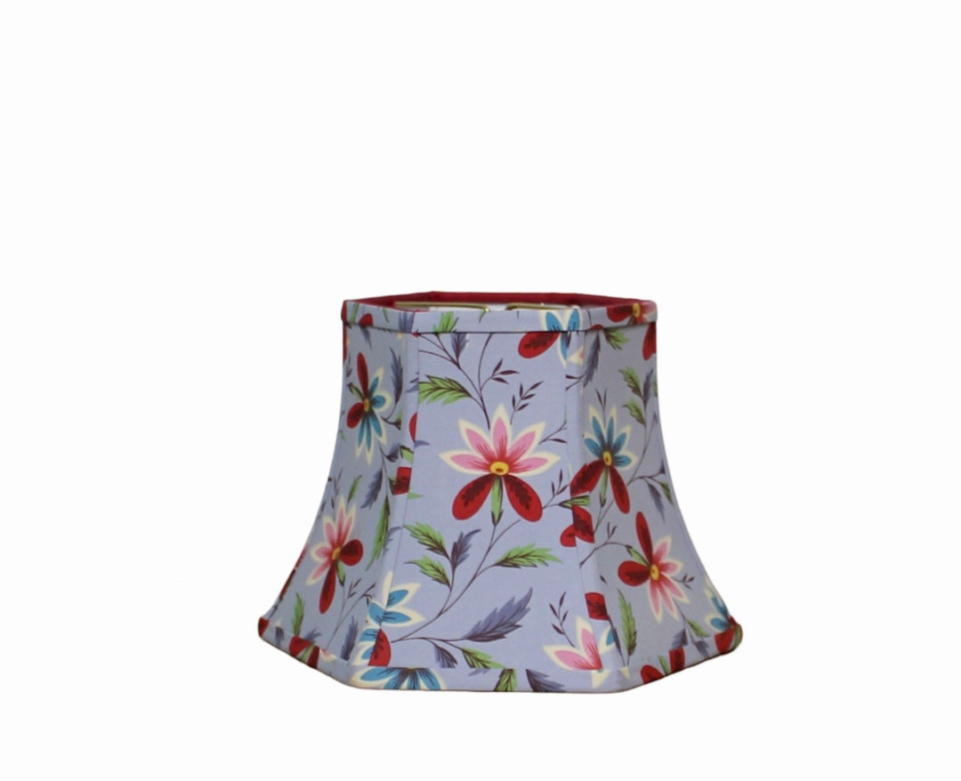 Blue Floral Lamp Shade, French Fabric Handprinted Boho Lamp Cover - Etsy
