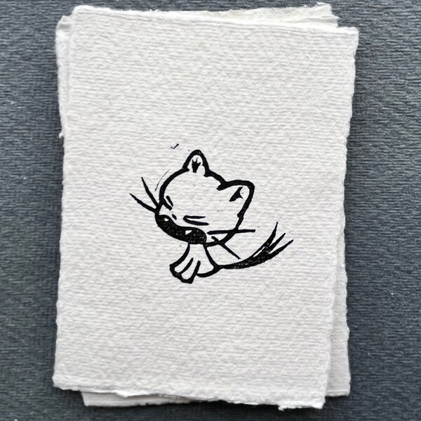 Cat Block Print - Etsy