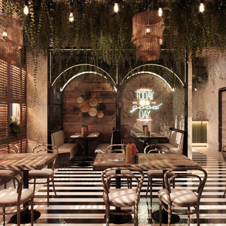 Cafe Interior Design | 3D Visualization | Online Interiors | Interior ...