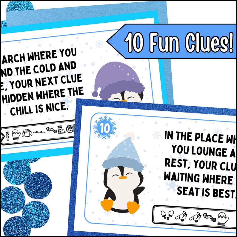 Snow Day Scavenger Hunt for Kids, Indoor Printable Clue Game, Puzzle ...