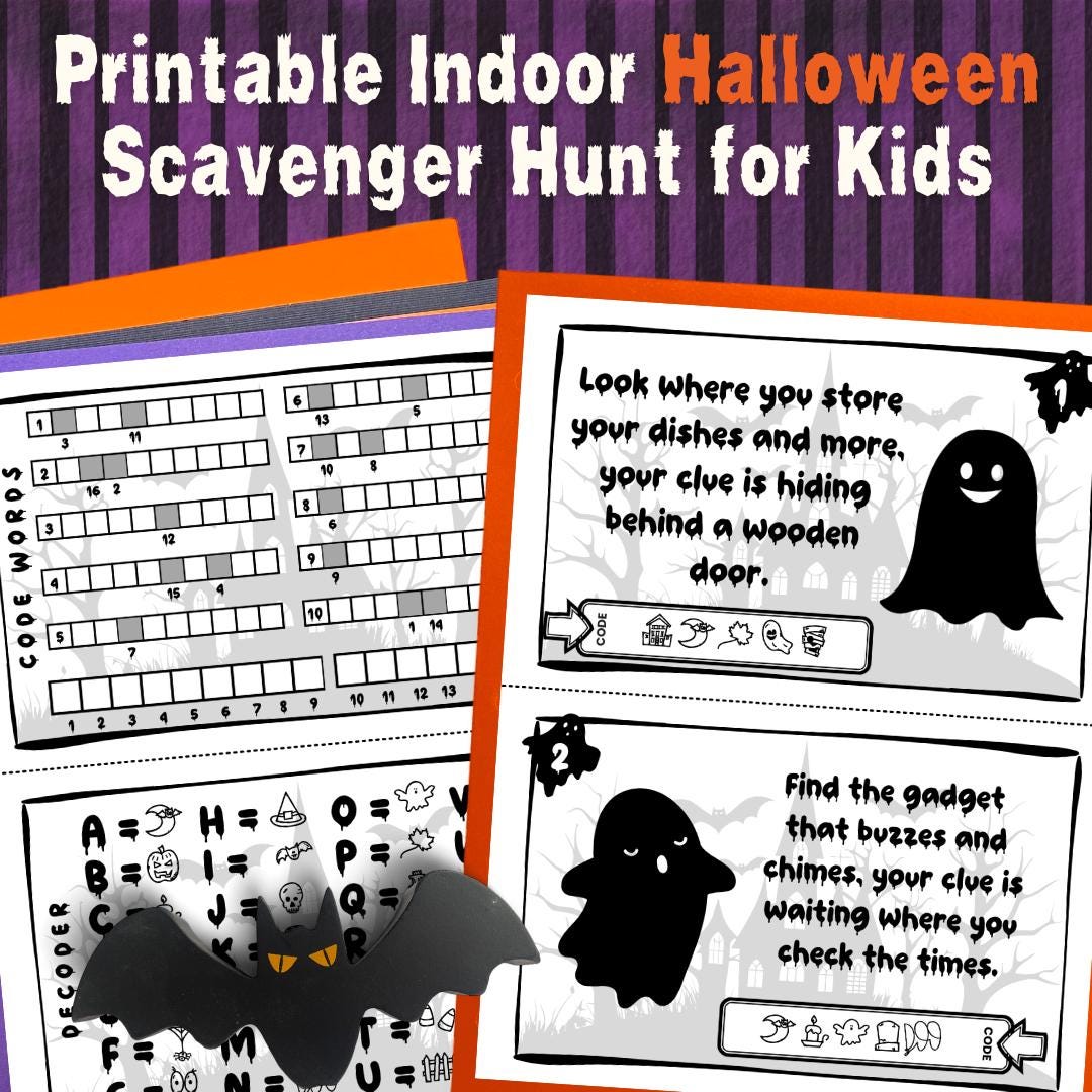 Halloween Ghost Scavenger Hunt for Kids, Indoor Printable Clue Game ...
