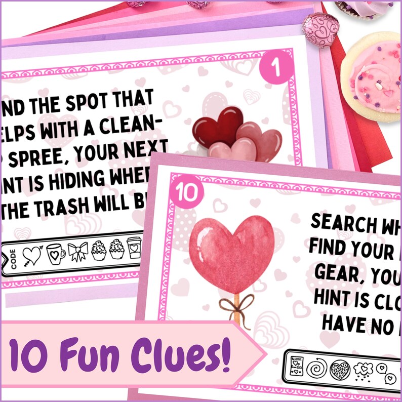 Valentine's Day Scavenger Hunt for Kids, Indoor Printable Clue Game ...