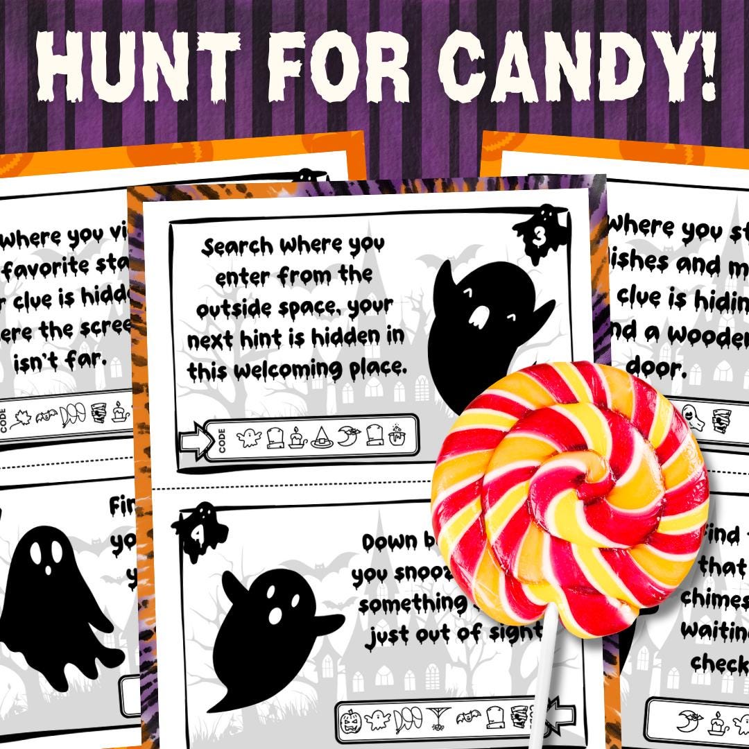 Halloween Ghost Scavenger Hunt for Kids, Indoor Printable Clue Game ...