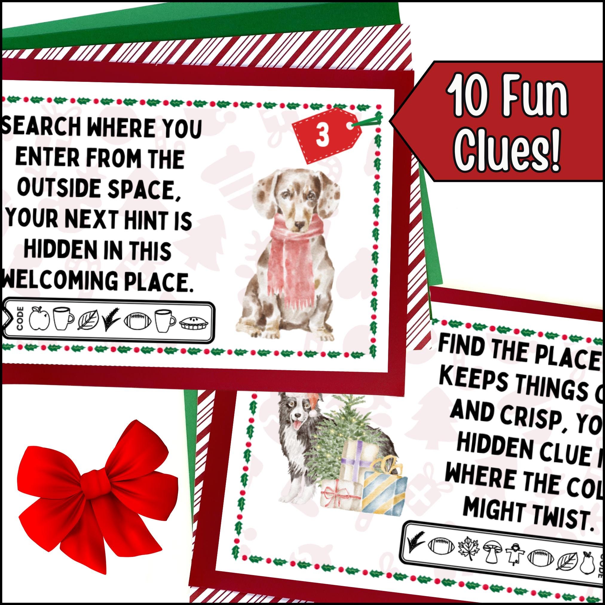 Christmas Puppy Dog Scavenger Hunt for Kids, Indoor Printable Clue Game ...