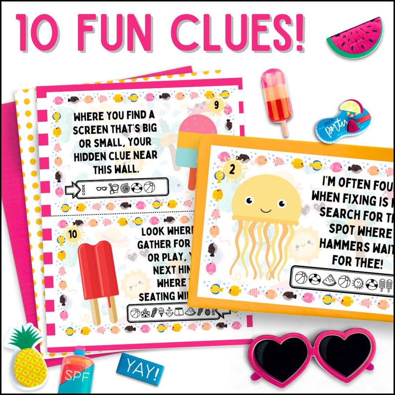 Summer Vacation Scavenger Hunt for Kids, Indoor Printable Clue Game ...