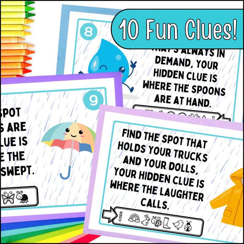 Rainy Day Scavenger Hunt for Kids, Indoor Printable Clue Game, Puzzle ...