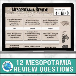 Mesopotamia Digital 4 of a Kind Review Game Activity for Ancient World ...