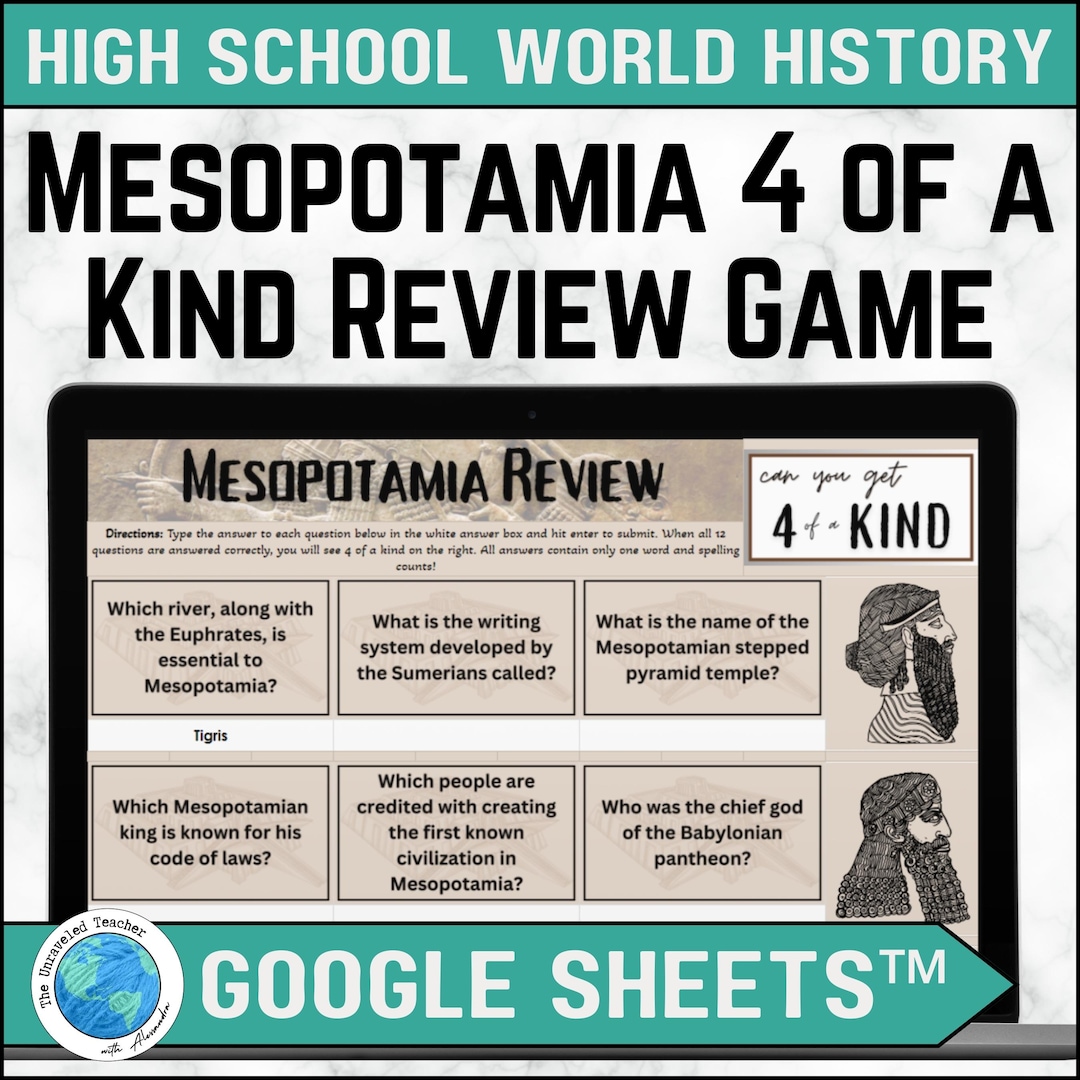 Mesopotamia Digital 4 of a Kind Review Game Activity for Ancient World ...