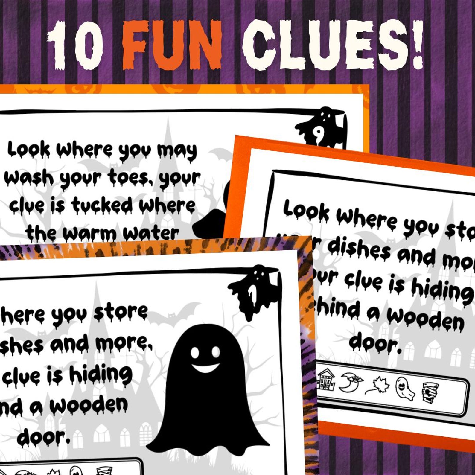 Halloween Ghost Scavenger Hunt for Kids, Indoor Printable Clue Game ...