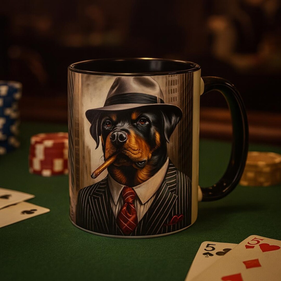 Rottweiler Gangster Ceramic Coffee Mug, Funny Dog Lover Gift - Etsy