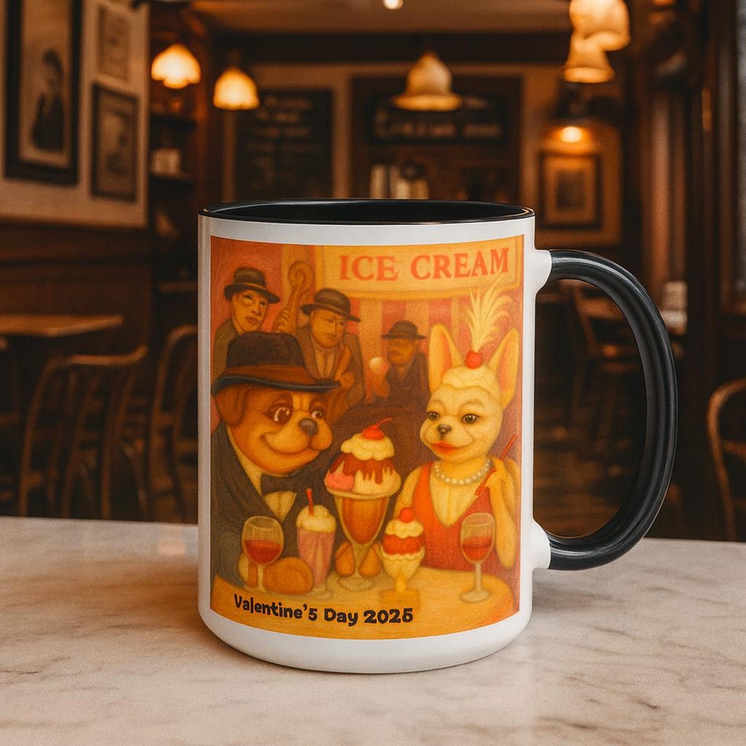 1920s Valentine Mug | Gangster Dogs Ice Cream Parlor, Funny Gift - Etsy