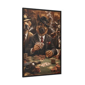 Gangster Dogs Playing Poker Canvas Framed Wall Art - Etsy