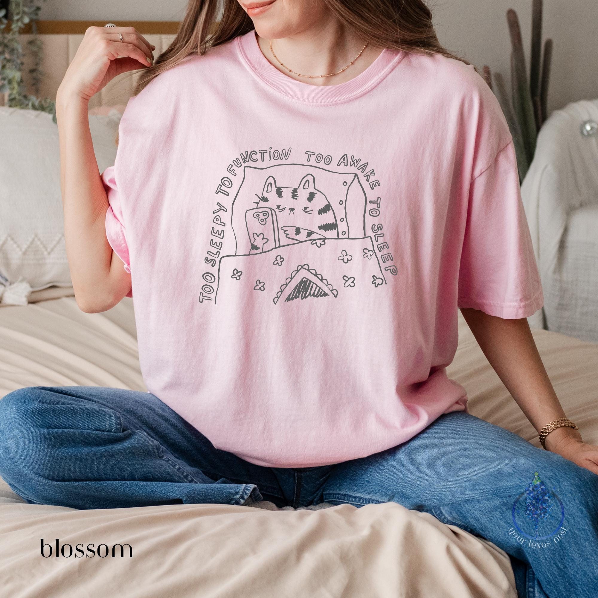 Too Sleepy to Function Too Awake to Sleep | Funny Cat Lover Shirt ...