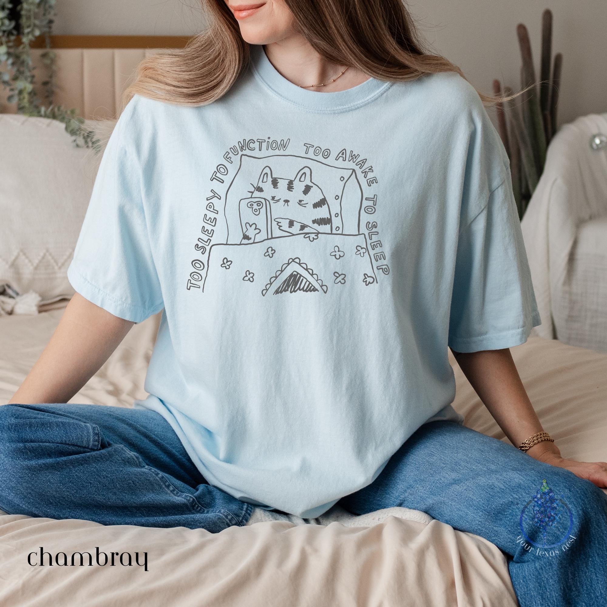 Too Sleepy to Function Too Awake to Sleep | Funny Cat Lover Shirt ...