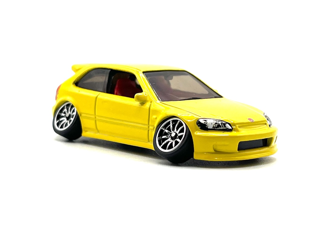CUSTOM STANCED Hot Wheels '99 Honda Civic Type R [EK9] Yellow Wheel ...