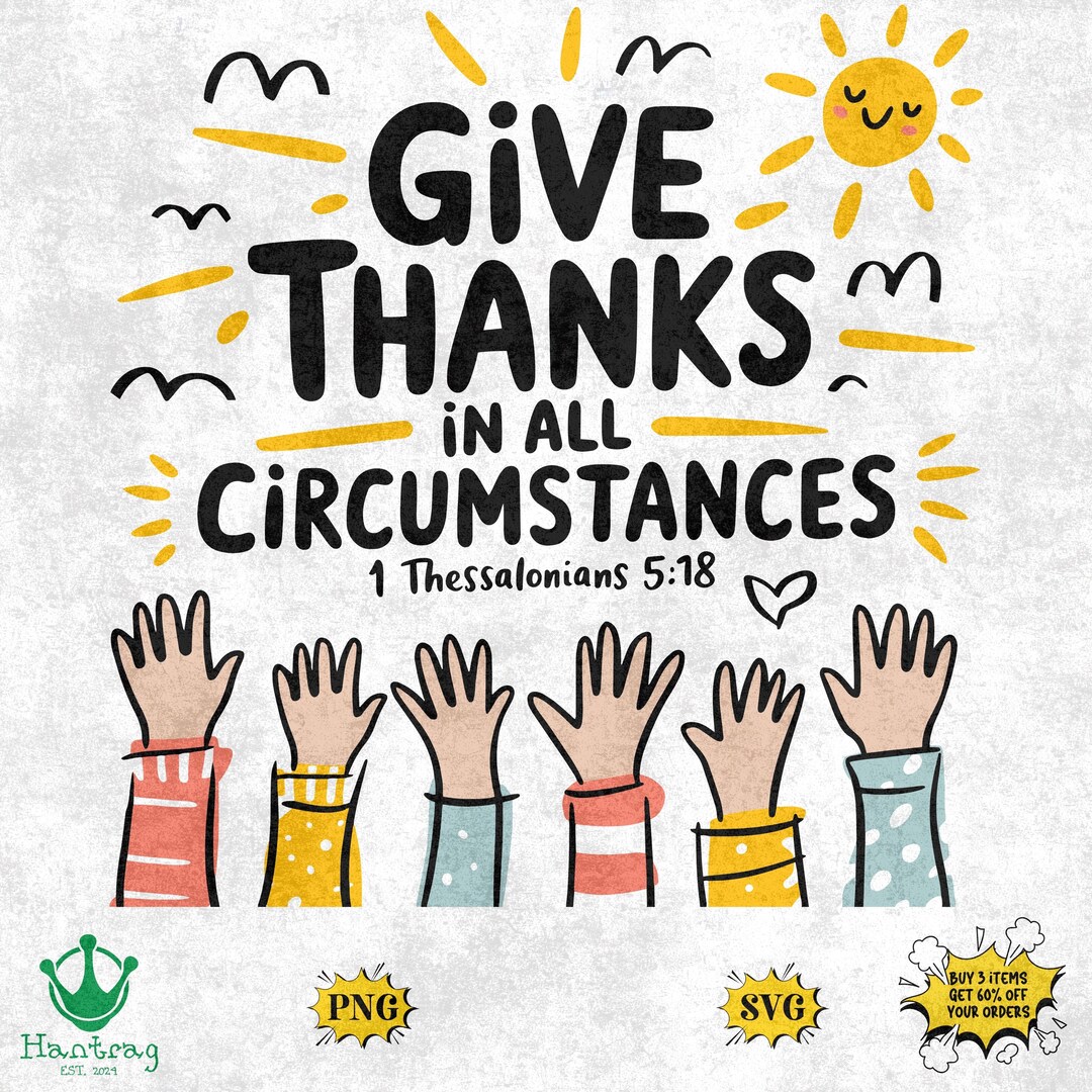 Give Thanks Christian SVG PNG: Bible Verse Shirt Designs (digital ...