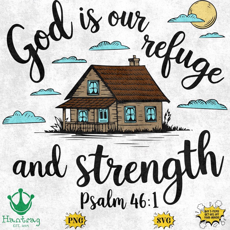 God is Our Refuge Svg, Psalm 46:1 Christian Bible Verse, Faith Cloud ...