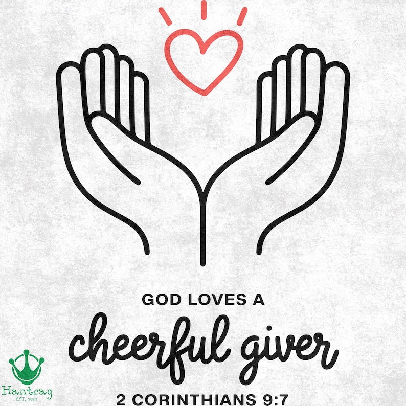 Cheerful Giver Christian SVG PNG: Bible Verse Designs (digital Download ...