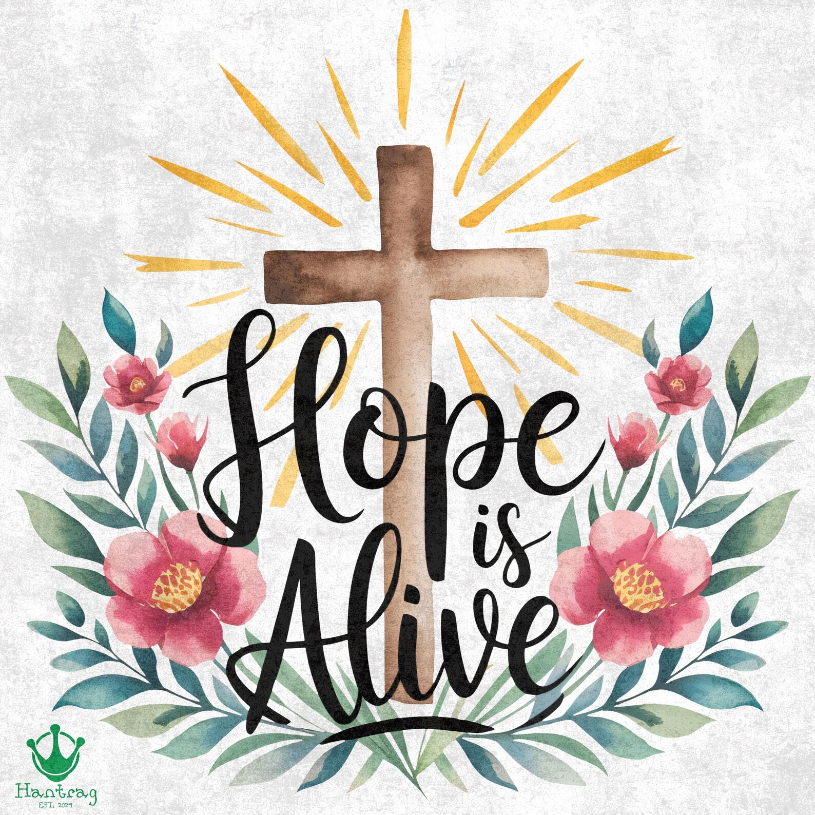 Hope is Alive Cross PNG: Floral Bible Verse Designs (digital Download ...