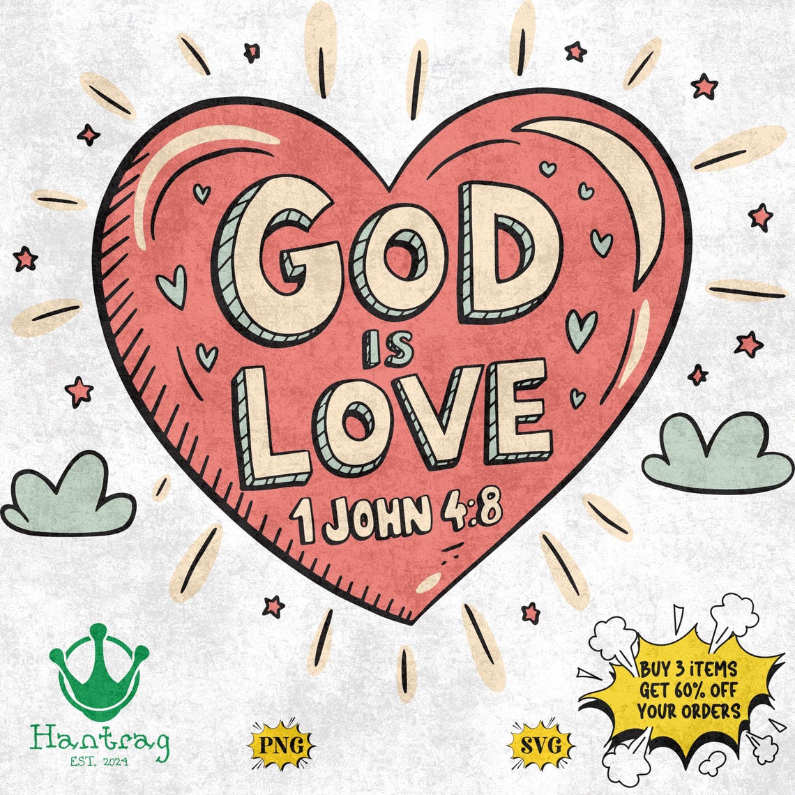 God is Love SVG PNG: Christian Bible Verse Designs (digital Download ...