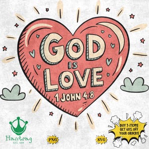 God is Love SVG PNG: Christian Bible Verse Designs (digital Download ...