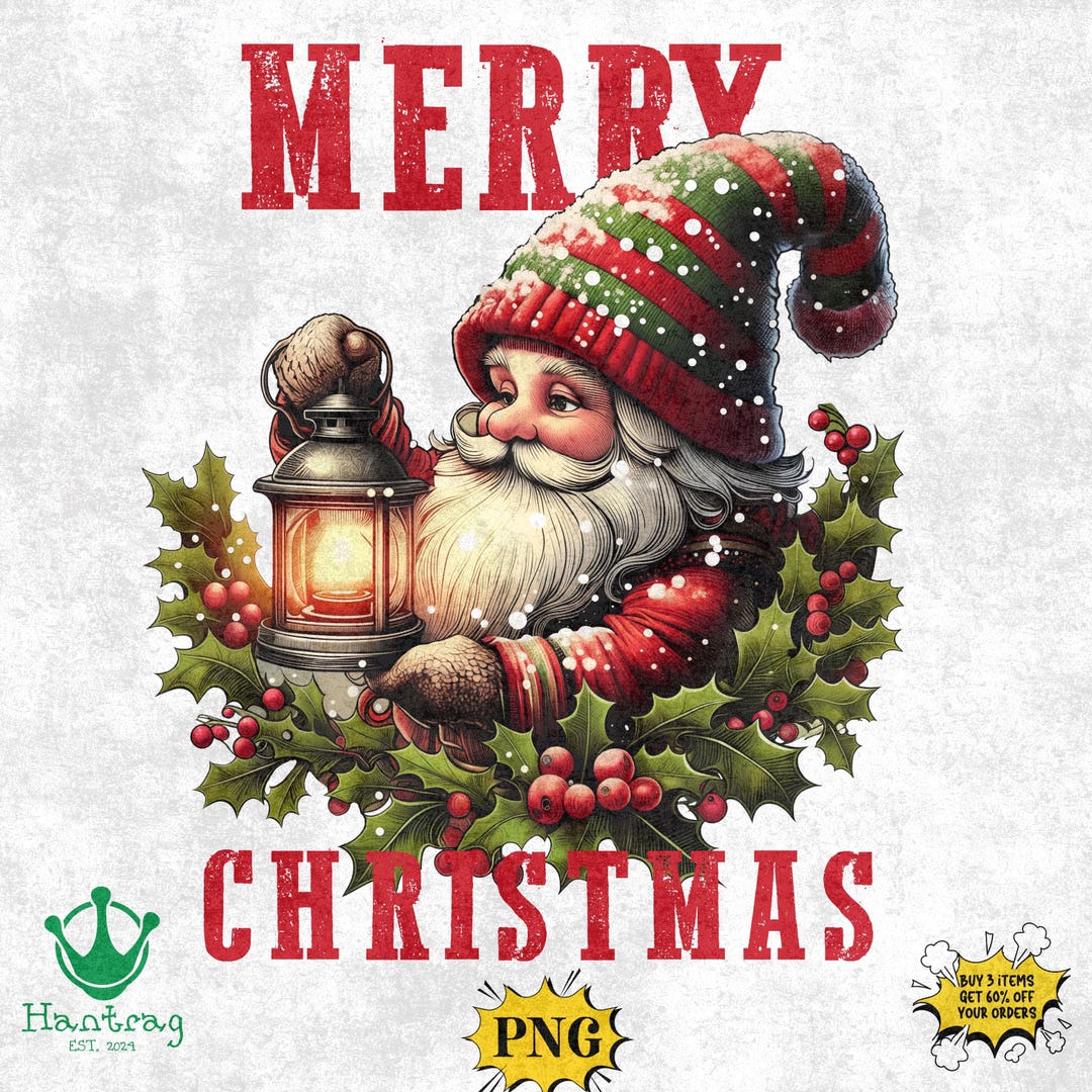 Santa Christmas Gnome, Gnome Winter PNG, Christmas Graphics, Festive ...