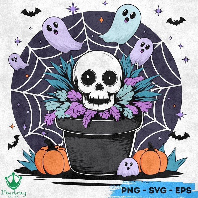Halloween Clipart: Pumpkin, Skull, Spider Web (PNG SVG EPS) - Etsy