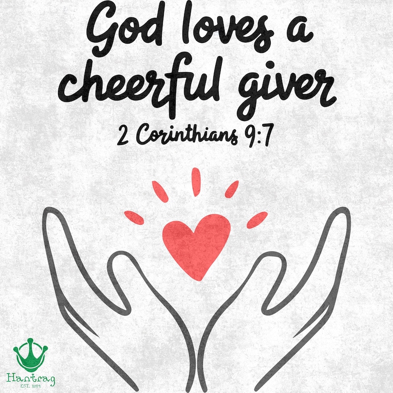 Cheerful Giver Christian SVG PNG: Bible Verse Designs (digital Download ...