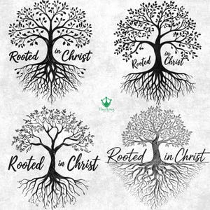 Rooted in Christ SVG: Christian Bible Verse Tree Design (digital Files ...