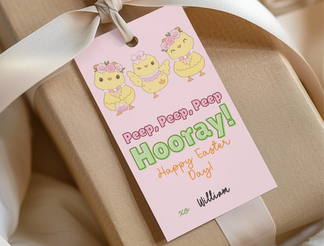 Easter Chick Basket Tag, Printable Easter Gift Tag, Easter Class Gift ...