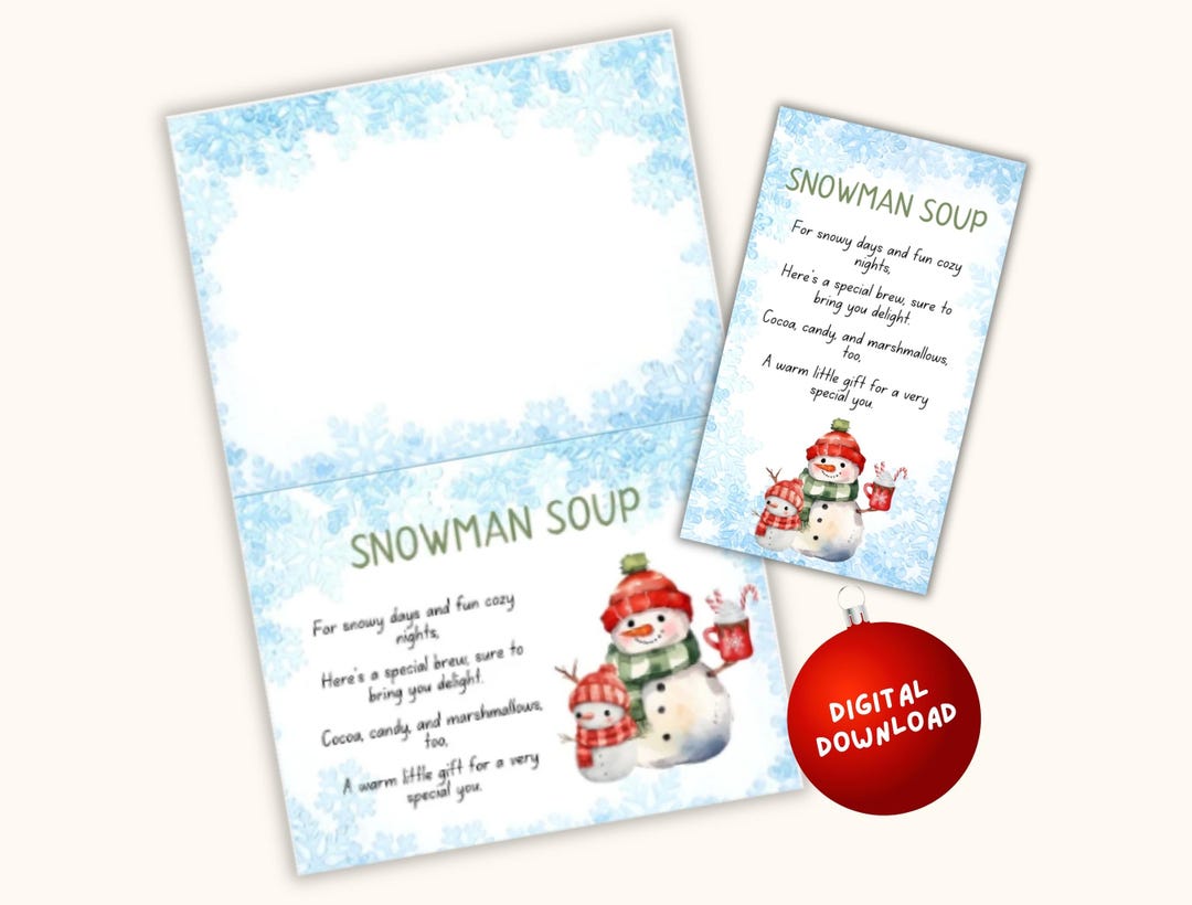 Snowman Soup, Snowman Soup Printable, Snowman Soup Tag, Snowman Soup ...