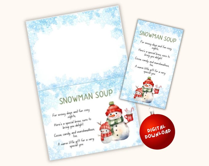Snowman Soup Favor Tag - Printable File - Instant Download / Snowman ...