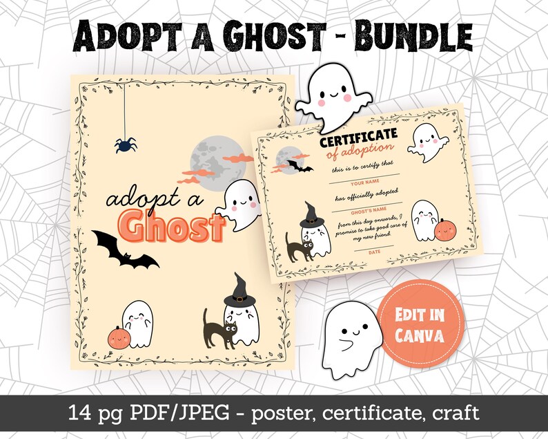 Editable Adopt a Ghost Buddy Template Bundle, Build a Ghost Halloween ...