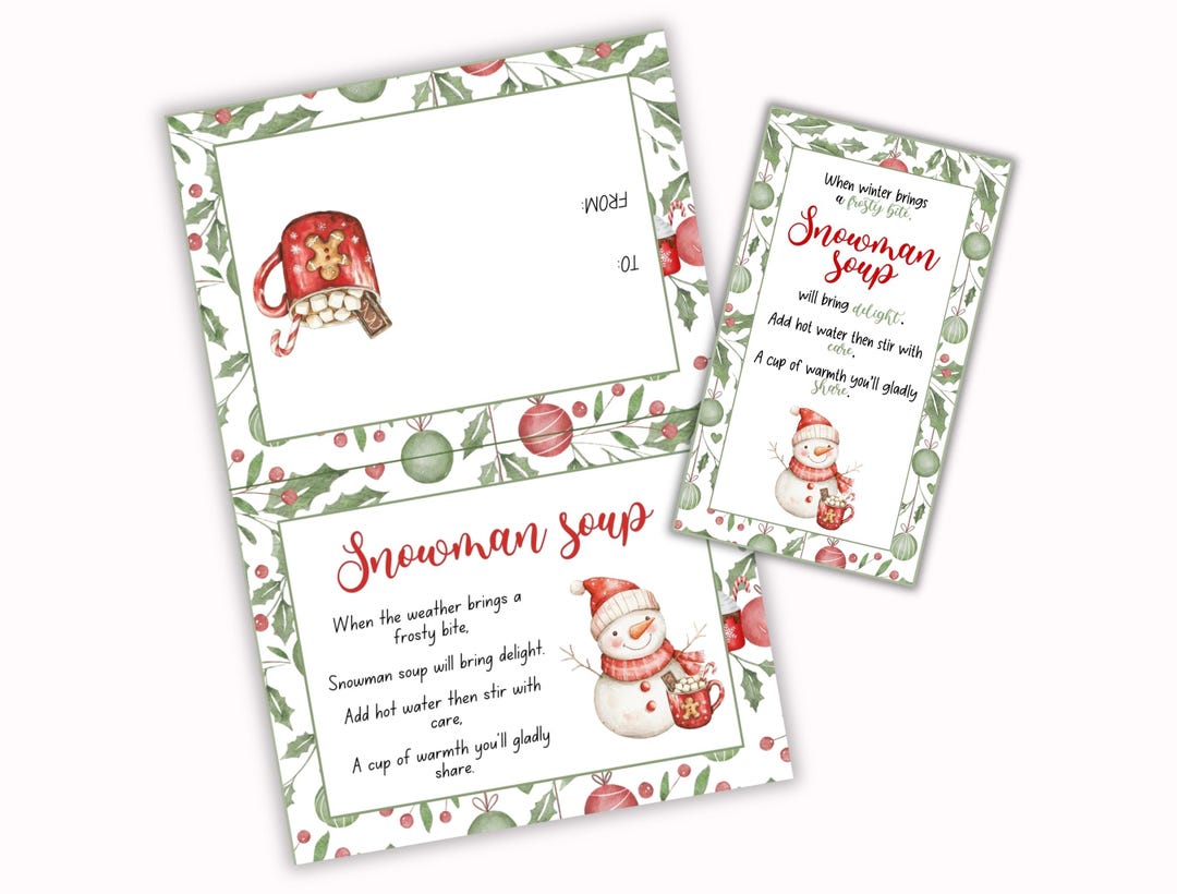 Snowman Soup, Snowman Soup Printable, Snowman Soup Tag, Snowman Soup ...