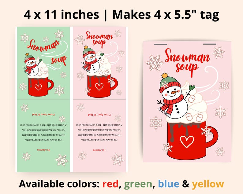 Editable Snowman Soup Printable | Christmas Treat Bag Topper | Hot ...