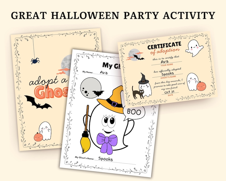 Editable Adopt a Ghost Buddy Template Bundle, Build a Ghost Halloween ...